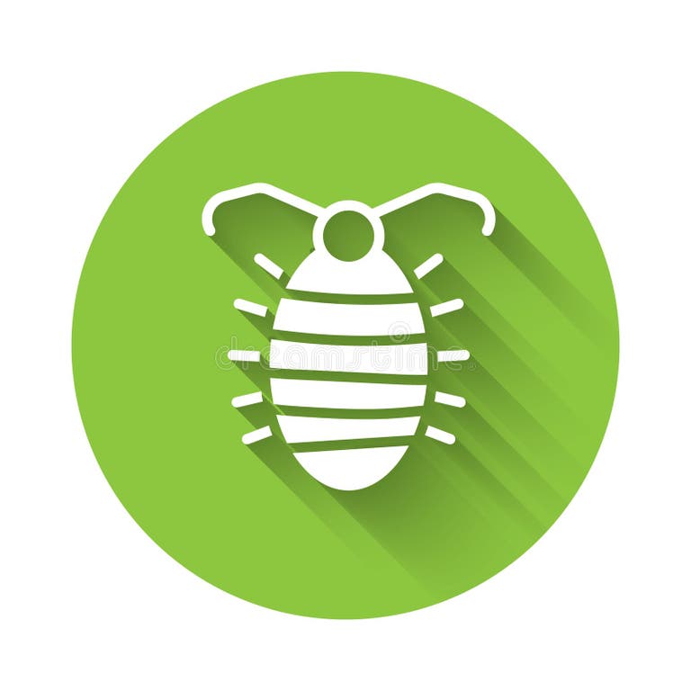 White Larva Insect Icon Isolated with Long Shadow. Green Circle Button ...