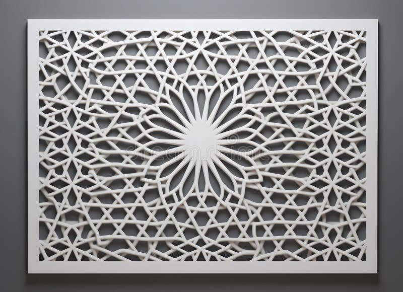 White Laser-Cut Islamic Geometric Wall Art Stock Illustration ...