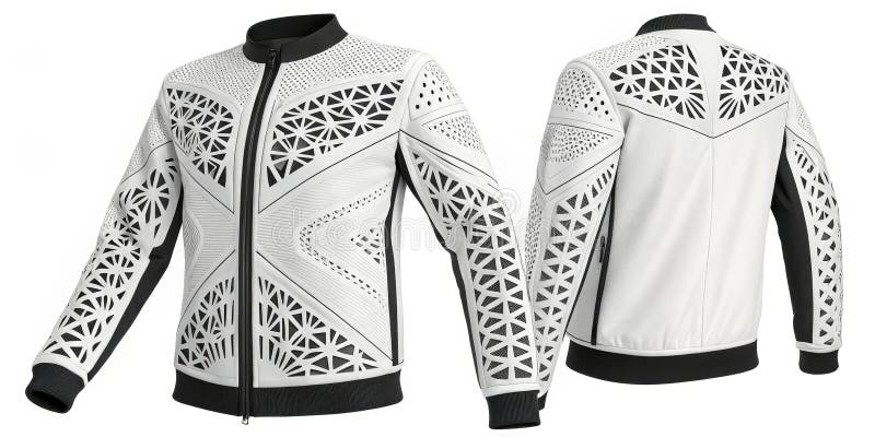 White Laser-Cut Jacket Geometric Design, 3D Render, Apparel, Fashion ...