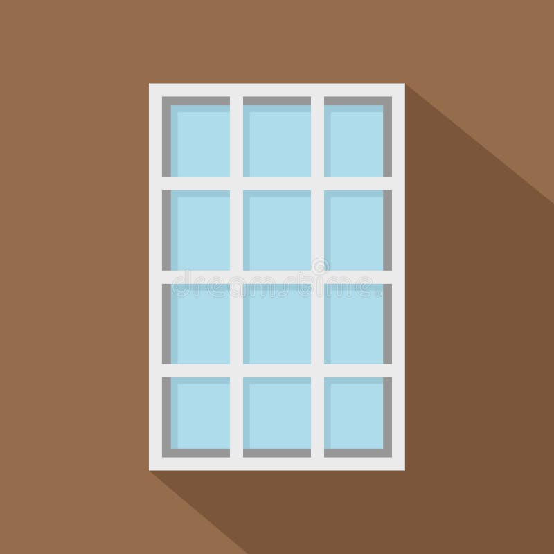 White Latticed Rectangle Window Icon, Flat Style Stock Vector ...