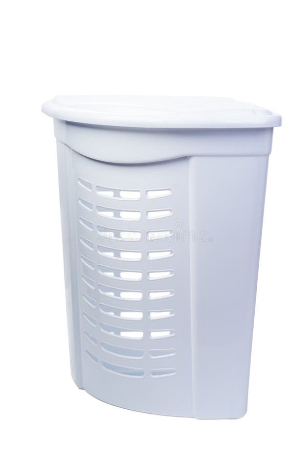White Laundry Basket Isolated on White Stock Photo - Image of empty ...