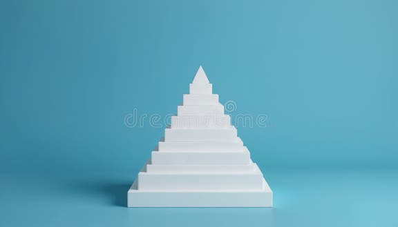 White Layered Pyramid on Light Blue Background Represents Levels ...