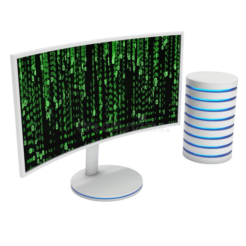 White LCD Tv Screen with Server Hard Disk Stock Illustration ...