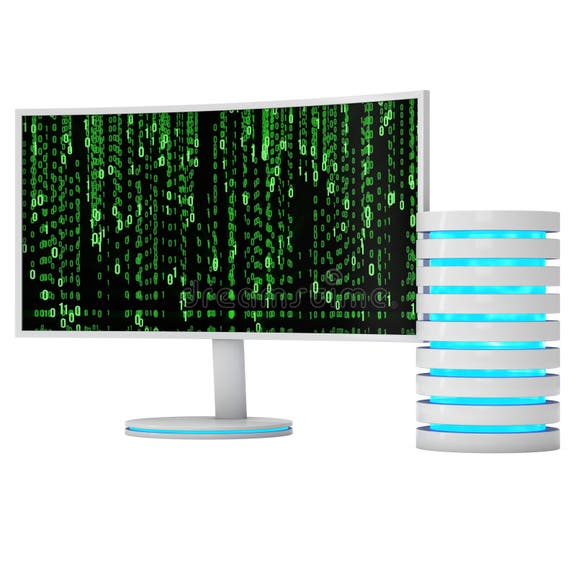 White LCD Tv Screen with Server Hard Disk Stock Illustration ...