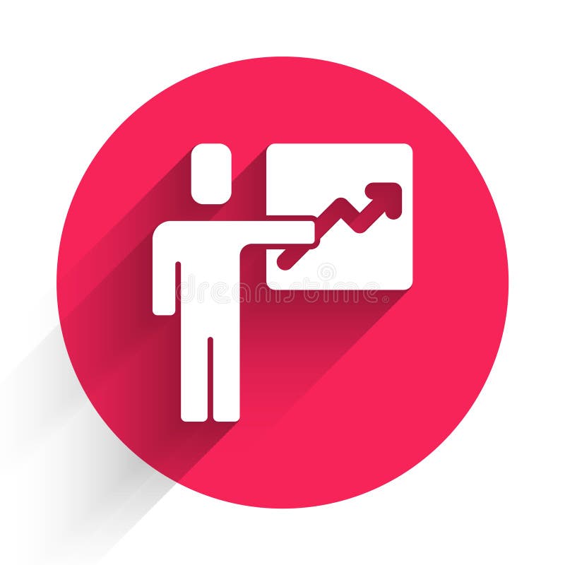 White Leader of a Team of Executives Icon Isolated with Long Shadow ...