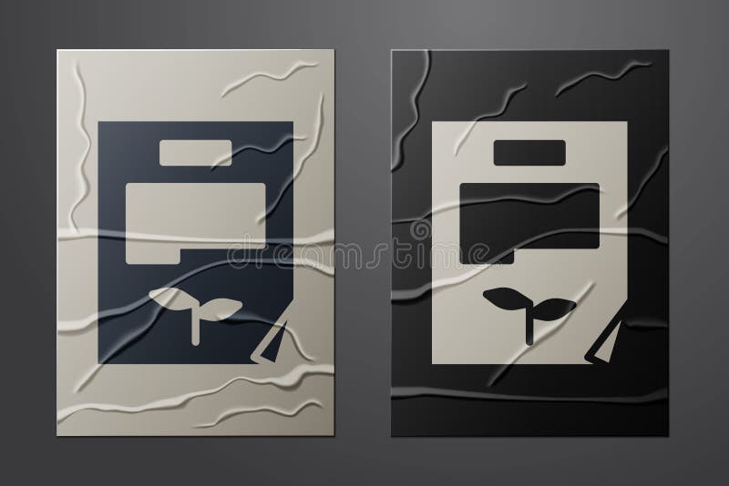 White Leaf Document Icon Isolated on Crumpled Paper Background. Nature ...