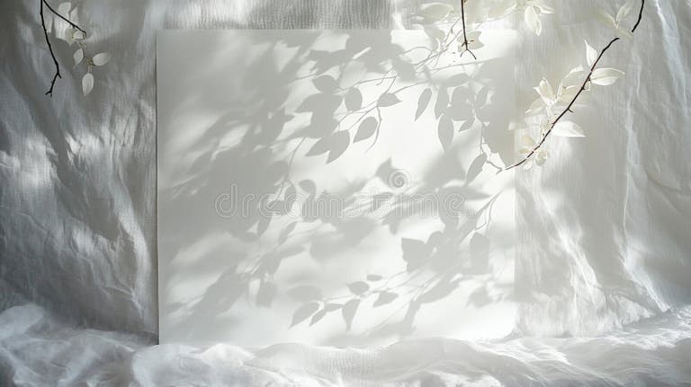White Leaf Shadow Pattern on Subtle Fabric Texture Stock Illustration ...