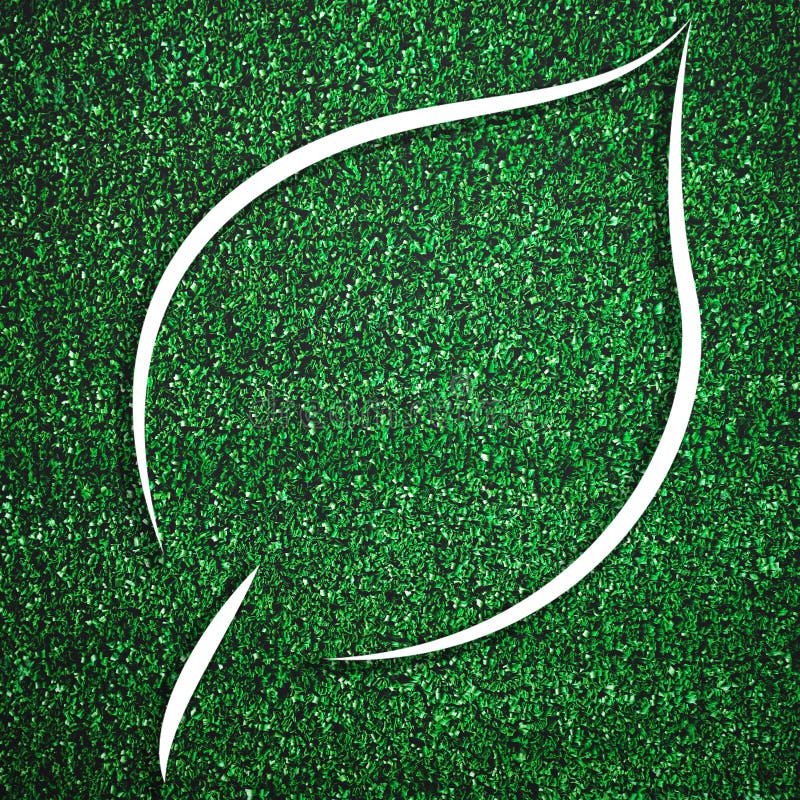 White Leaf Shape Frame on Green Grass for Decoration Template. Eco and ...