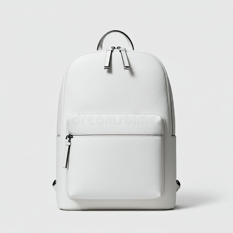 White Leather Backpack with a Sleek, Minimalist Design. Features ...