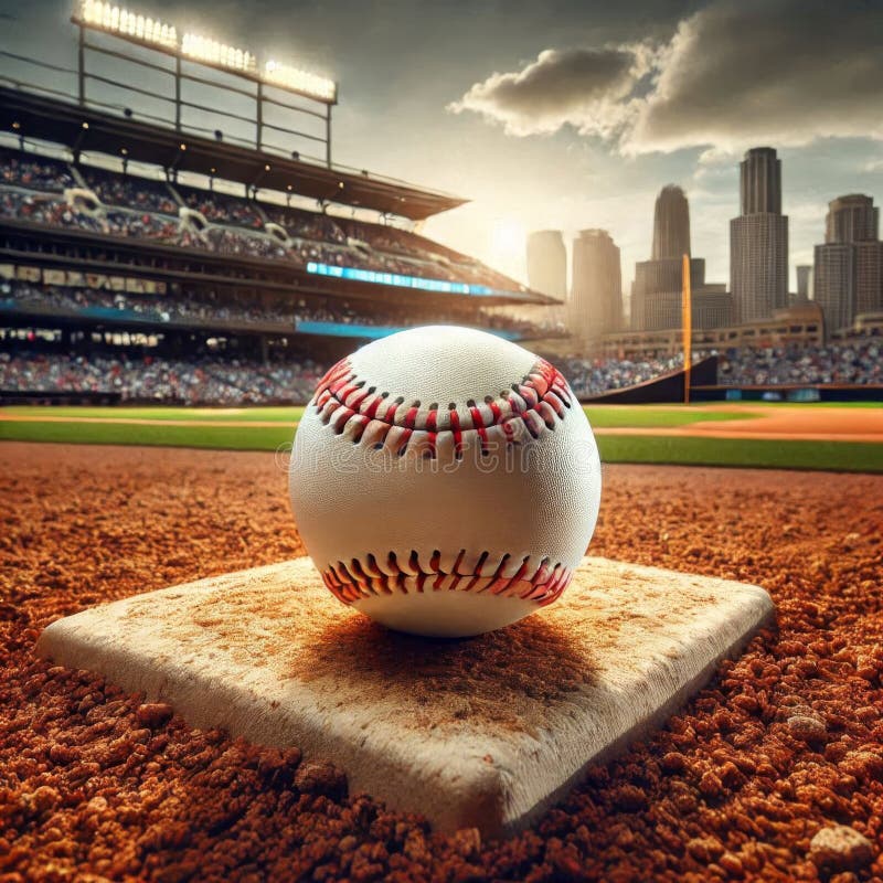 White Leather Baseball on the Mound at a Baseball Field Stock ...