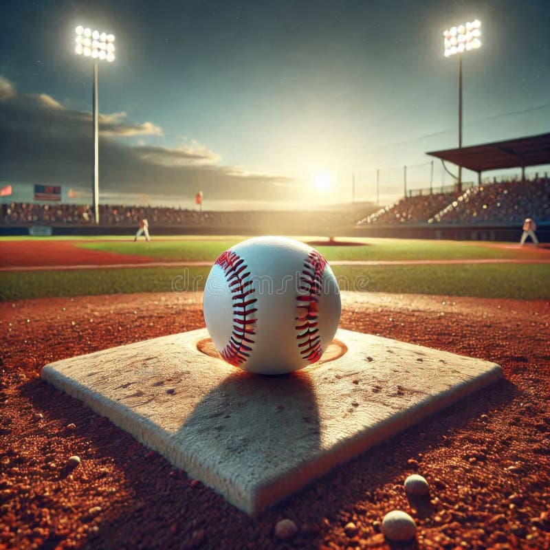 White Leather Baseball on the Mound at a Baseball Field Stock ...
