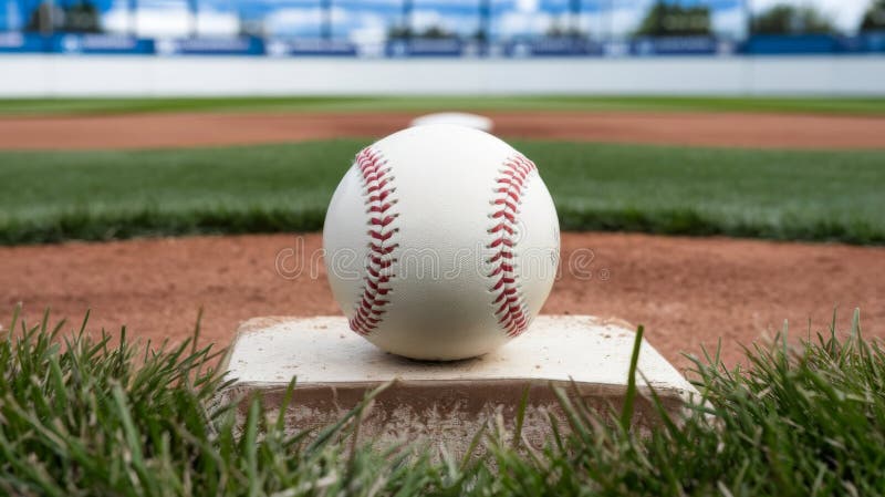 White Leather Baseball on the Mound at a Baseball Field Stock ...