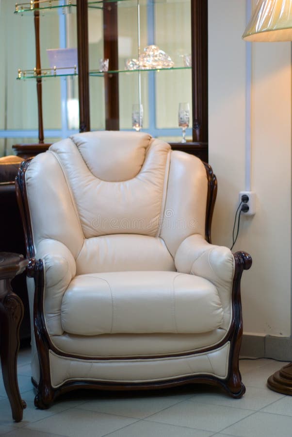 White Leather Chair stock image. Image of chair, household - 13892939