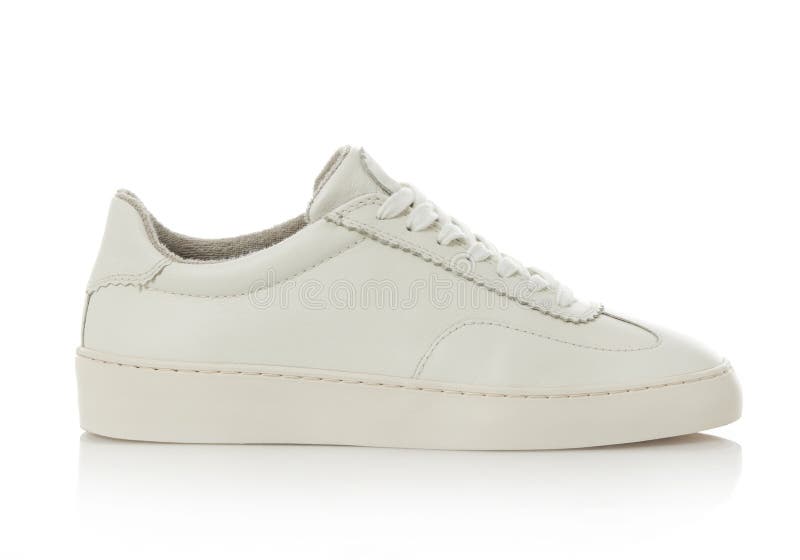 White Leather Shoe Side View Stock Photo - Image of background, blank ...