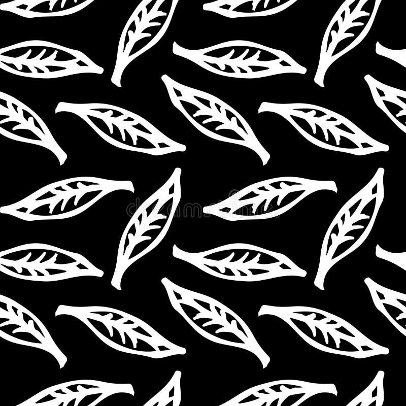 White Leaves Seamless Pattern Stock Illustration - Illustration of palm ...