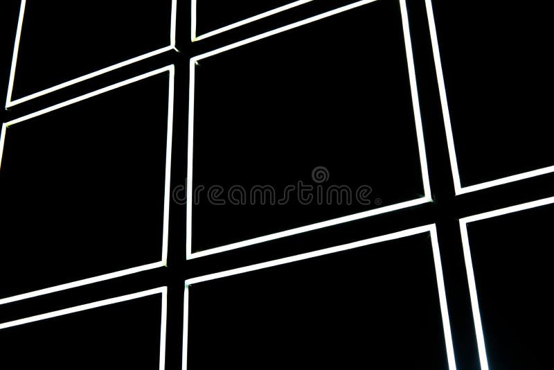 White Led Light Strip on Black Wall Form a Square Pattern. Stock Photo ...
