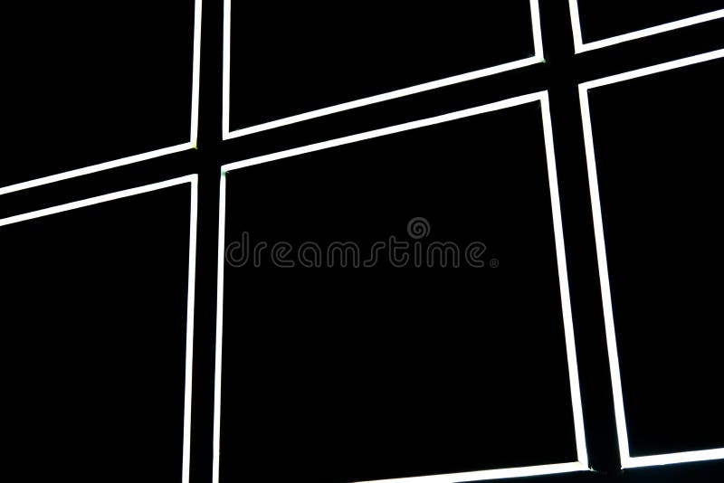 White Led Light Strip on Black Wall Form a Square Pattern. Stock Image ...