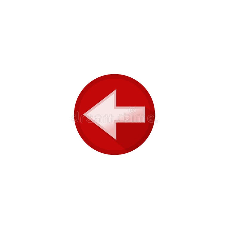 White Left Arrow Button Icon on Red Background Stock Vector ...