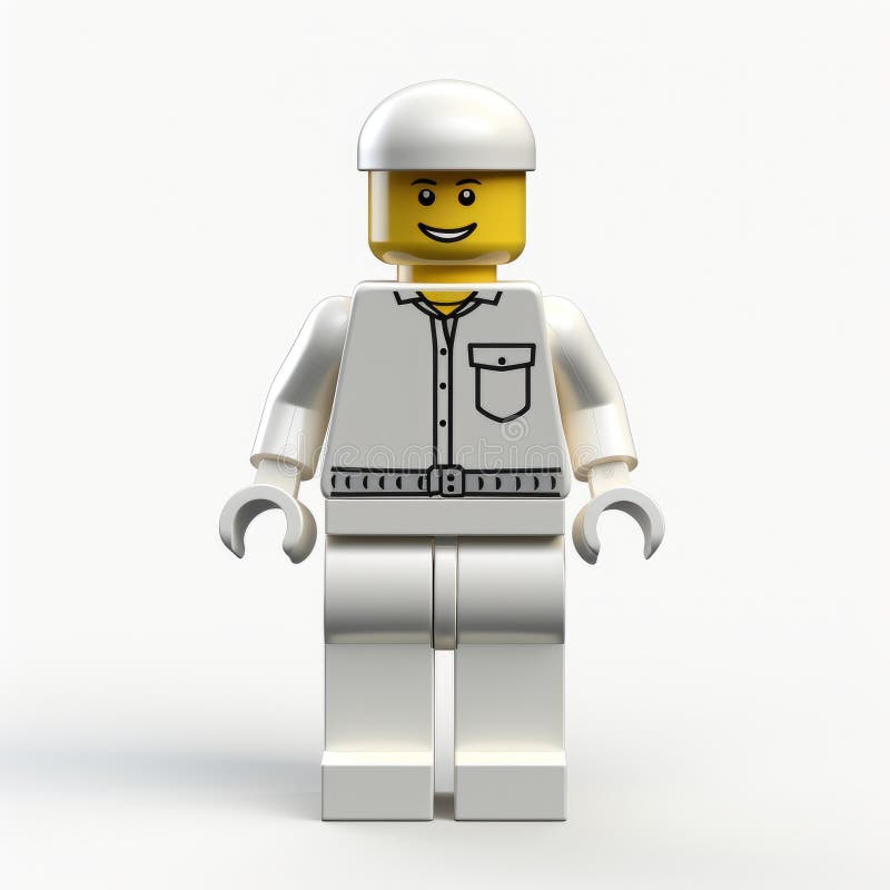 Realistic Lego Figure in White with Stylish Costume Design Stock ...