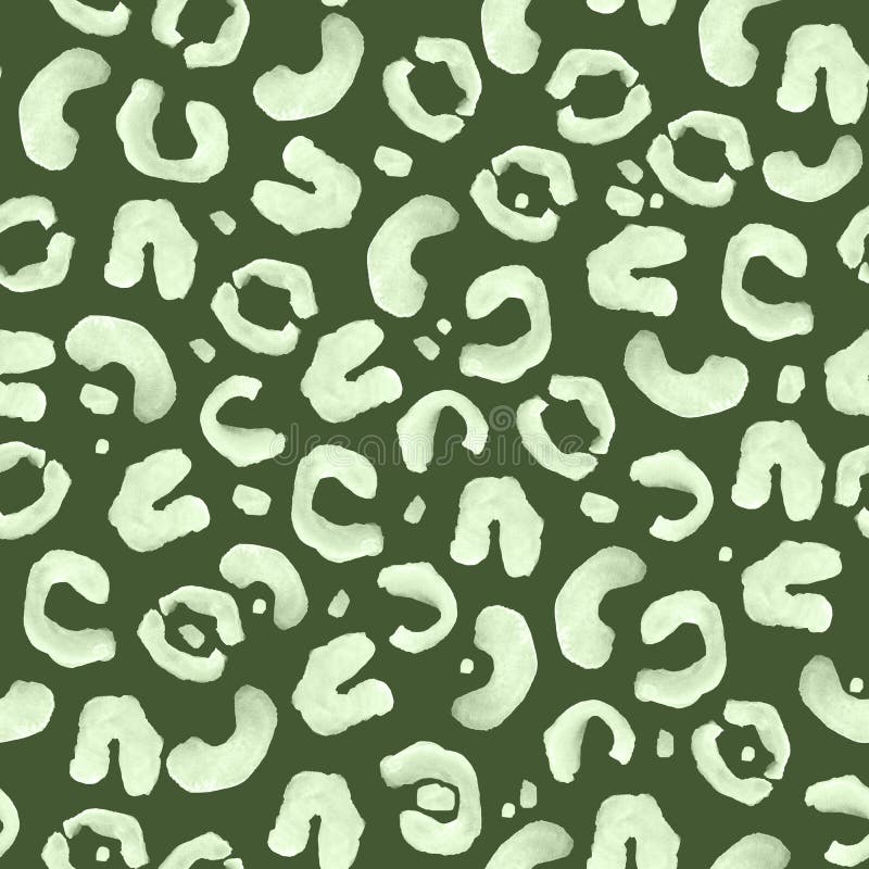 White Leopard Spots on Green Grassy Background Seamless Pattern Stock ...