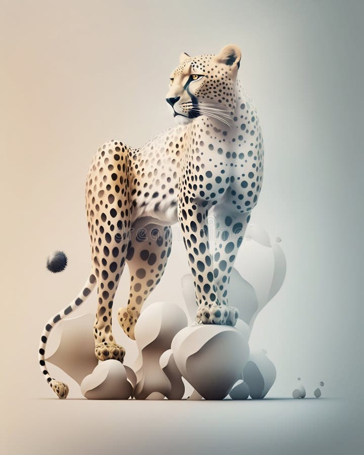 White Leopard Studio Shot. Generative AI Stock Illustration - Illustration of panther, portrait ...