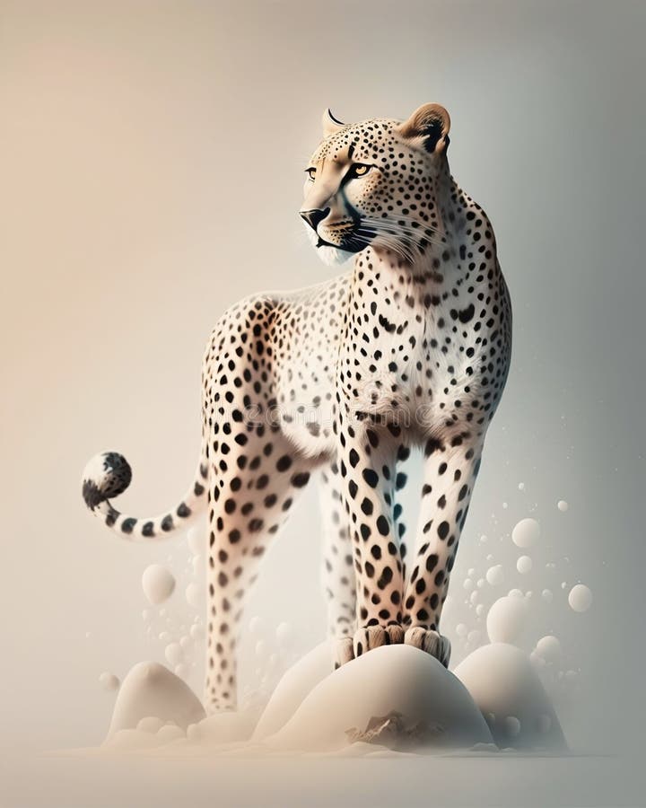 White Leopard Studio Shot. Generative AI Stock Illustration ...