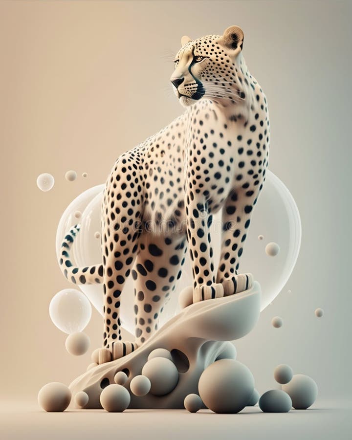White Leopard Studio Shot. Generative AI Stock Illustration ...