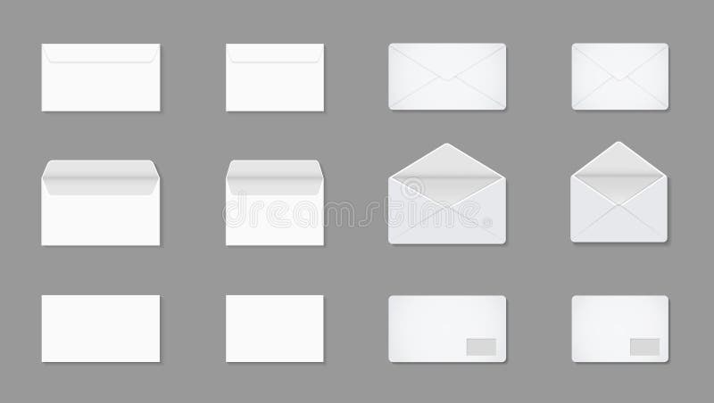 White Letter in Envelop. Blank Mockup of A4, A5, C5 for Post. Open and ...