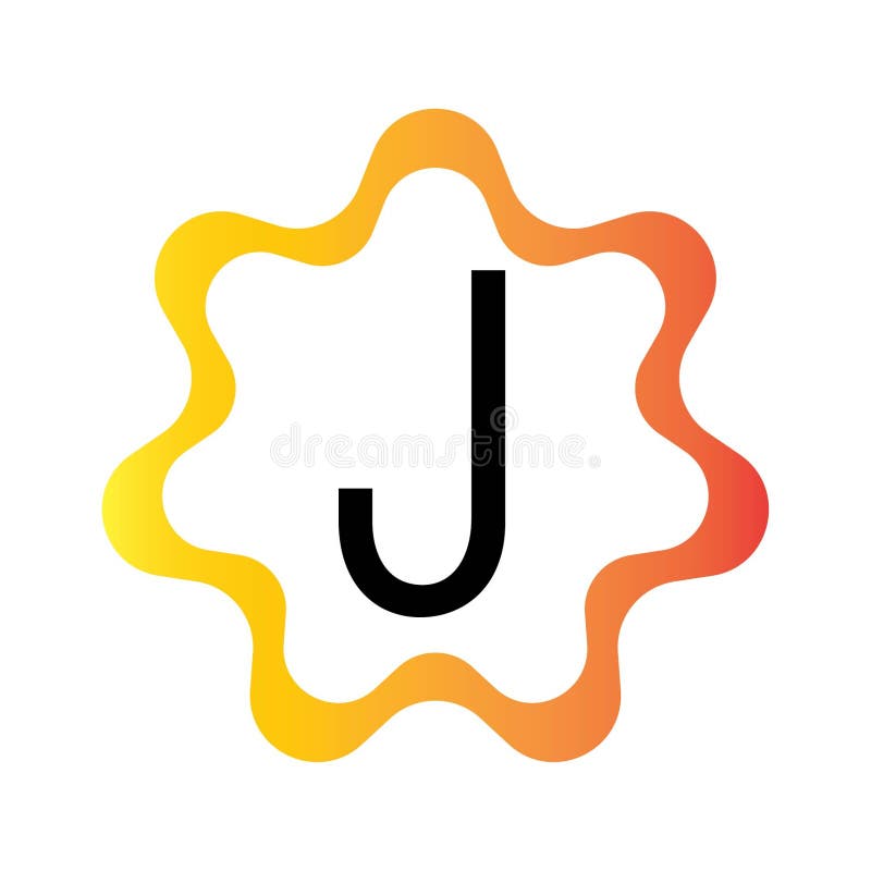 White Letter J with Orange and Yellow Gradient Wave Frame Stock ...