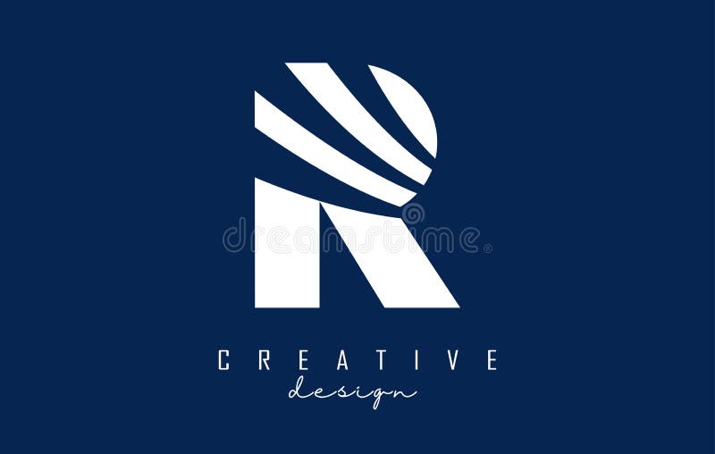 White Letter R Logo with Leading Lines and Negative Space Design ...