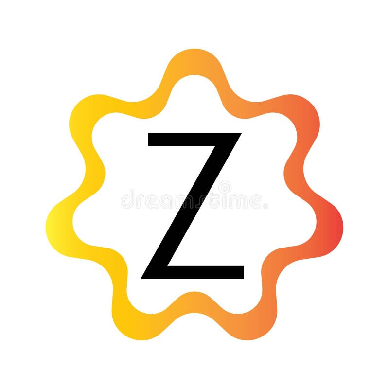 White Letter Z with Orange and Yellow Gradient Wave Frame Stock ...