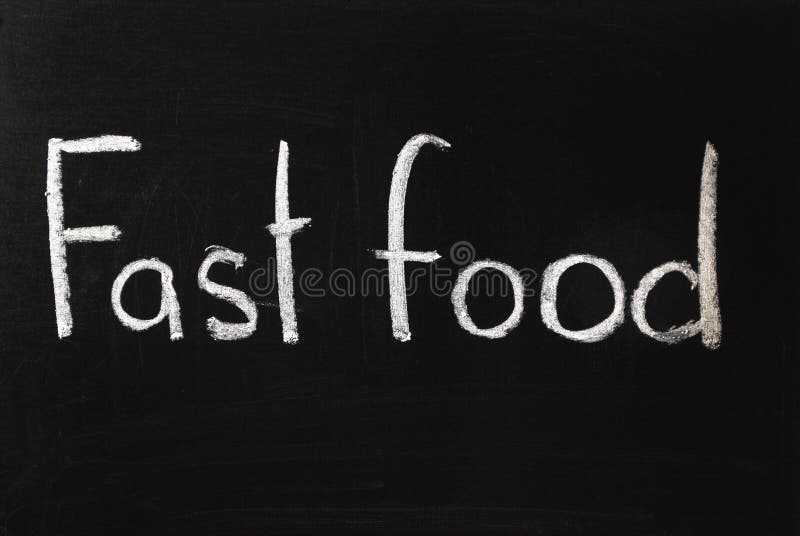 White White Lettering on Black Chalkboard Fast Food Stock Image - Image ...