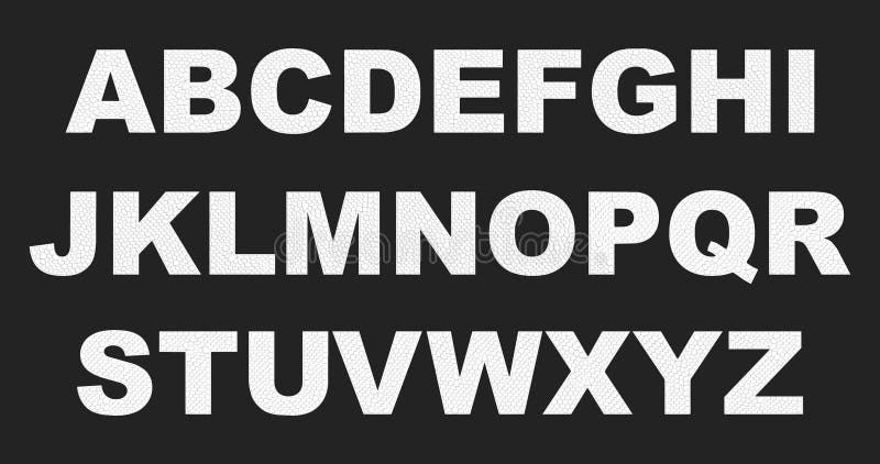 White Letters of the Alphabet with a Mosaic Texture on a Dark ...