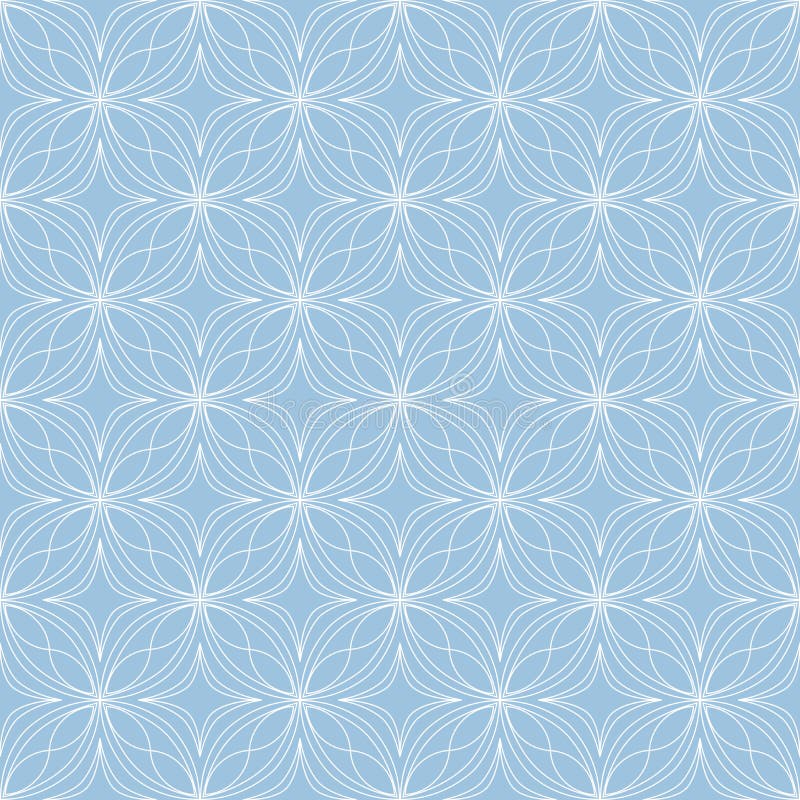White on Light Blue Geometric Tile Oval and Circle Scribbly Lines ...