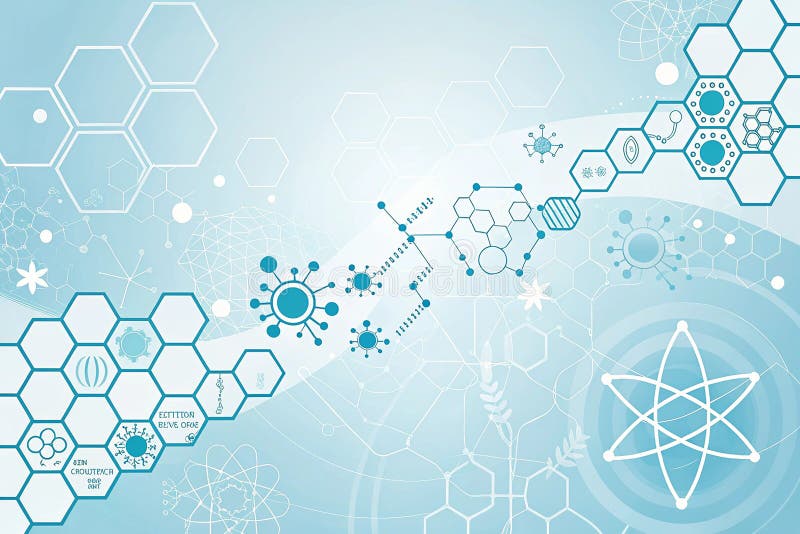 White and Light Blue Medical Gradient Background with Molecular Design ...