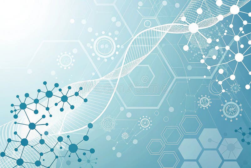 White and Light Blue Medical Gradient Background with Molecular Design ...