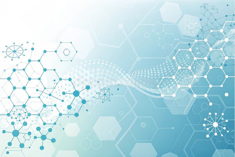 White and Light Blue Medical Gradient Background with Molecular Design ...