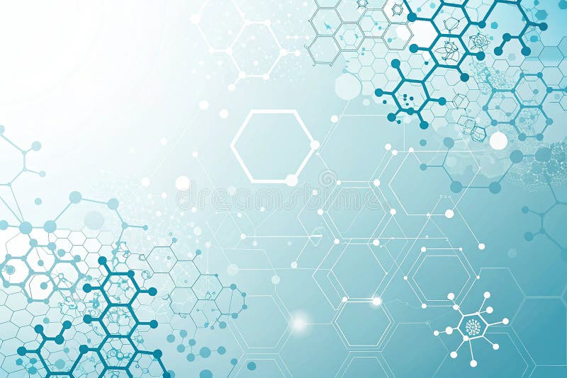 White and Light Blue Medical Gradient Background with Molecular Design ...