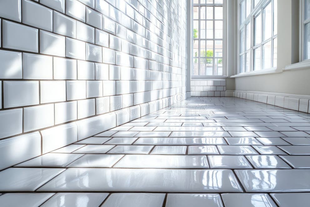 White Light Brick Subway Tiles Wall Texture Wide Background Banner ...