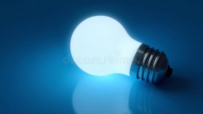 White Light Bulb on Blue Background Stock Image - Image of success ...