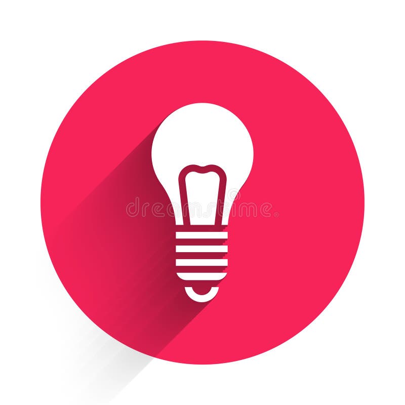 White Light Bulb with Concept of Idea Icon Isolated with Long Shadow ...