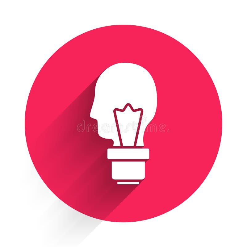 White Light Bulb with Concept of Idea Icon Isolated with Long Shadow ...