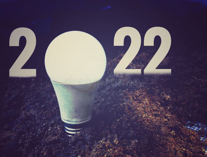 White Light Bulb with Numbers 2022 Concept New Beginning New Year 2022 ...