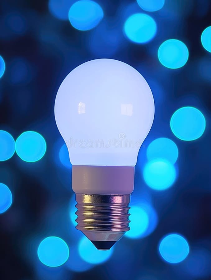 White Light Bulb on Table stock image. Image of lamp - 379689805