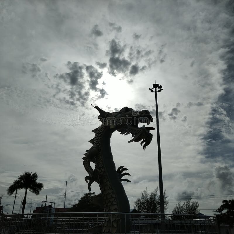 White Light on the Dragon Head Statue - Buton Island Stock Photo ...