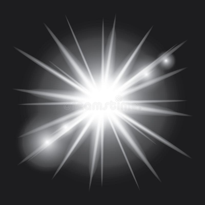 White Light Glow Effect, Light Rays. Radiant Flash, Lens Flare, Vector ...