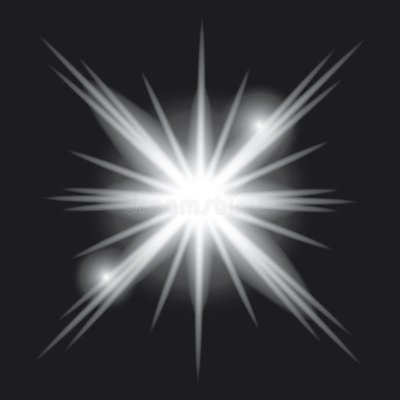 White Light Glow Effect, Light Rays. Radiant Flash, Lens Flare, Vector ...