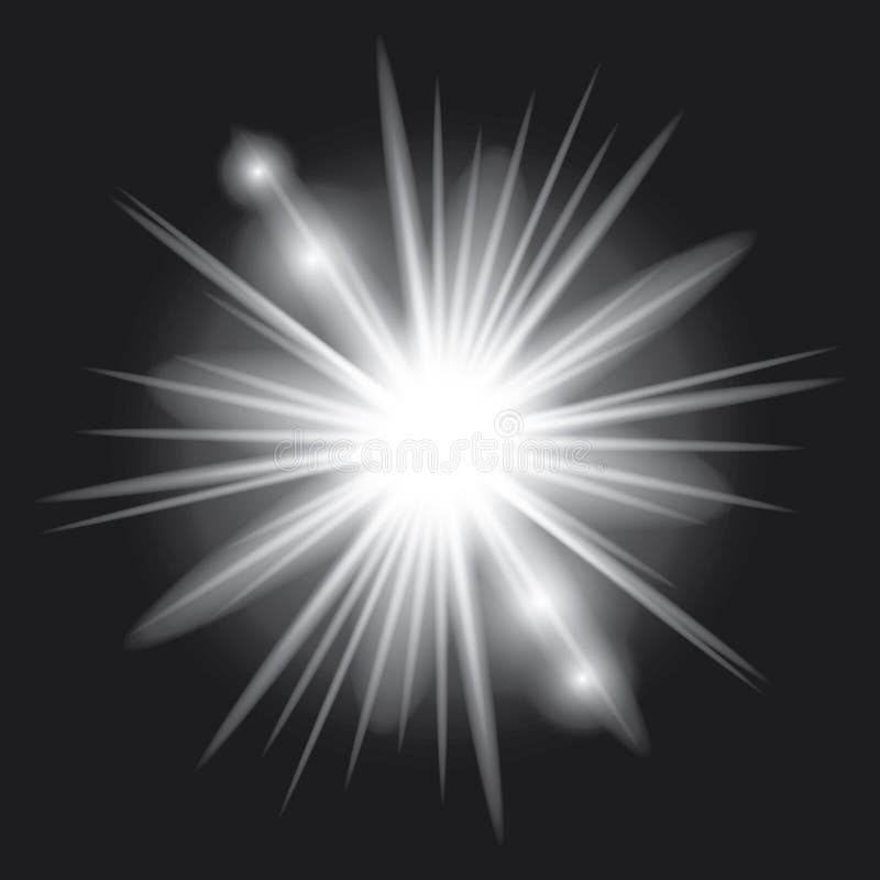 White Light Glow Effect, Light Rays Set. Radiant Flash, Lens Flare ...