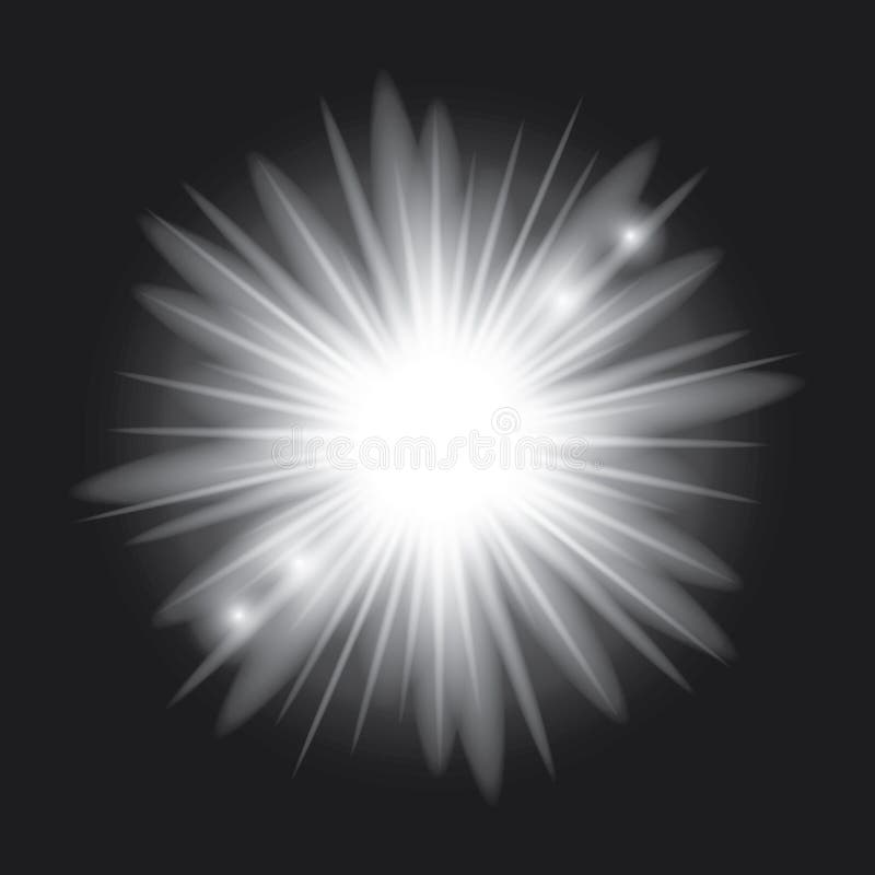 White Light Glow Effect, Light Rays. Radiant Flash, Lens Flare, Vector ...