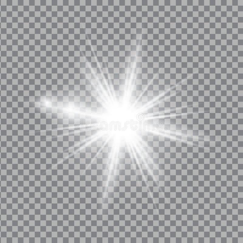 White Light Glow Effect, Light Rays. Radiant Flash, Lens Flare, Vector ...